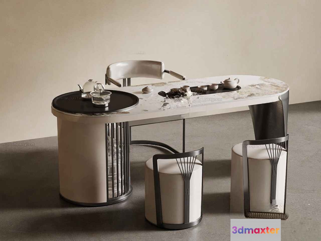 Modern Tea Table Set 3D Model - 12152 - VRAY Render - 3DMAXTER