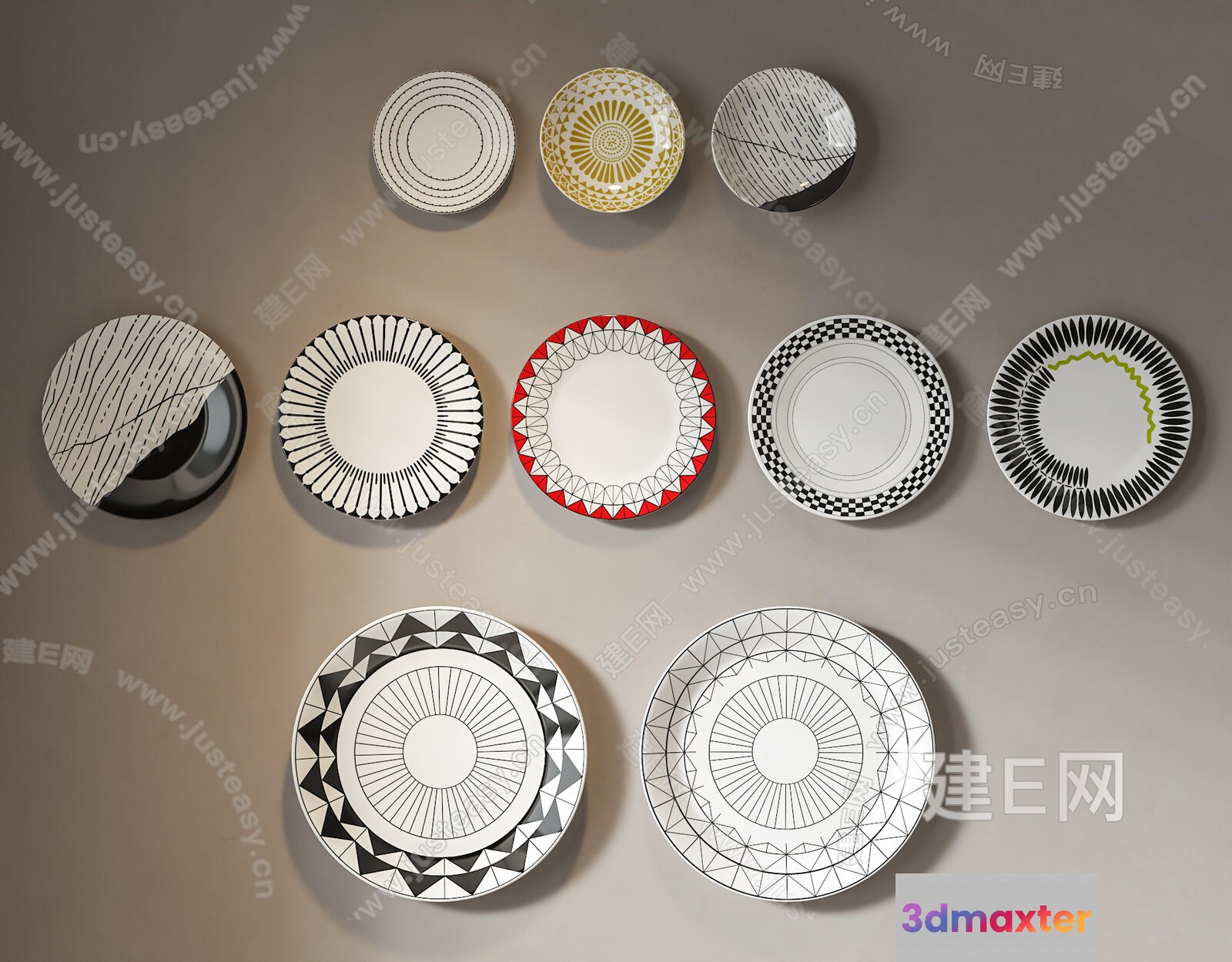 Decorative Wall Plates 3D Model - 427 - VRAY Render - 3DMAXTER