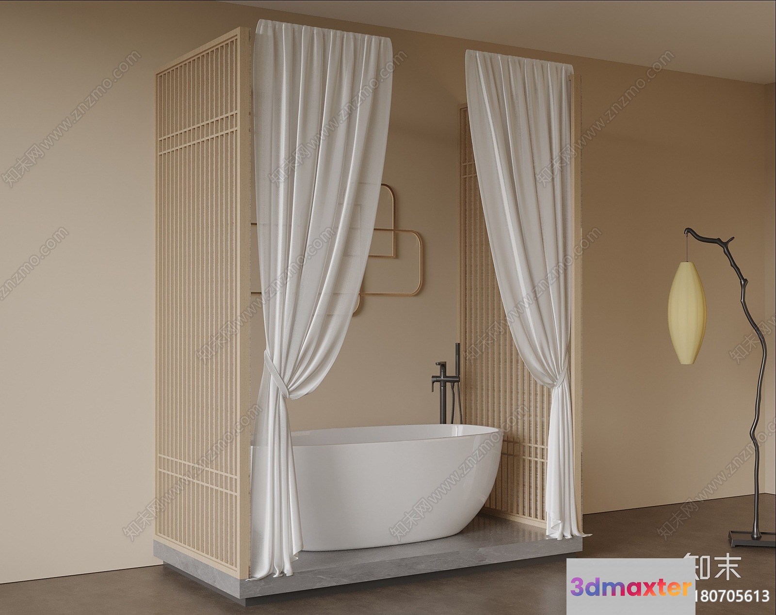 A Modern Bathroom With A Freestanding Tub 3D Model - 11395 - VRAY ...