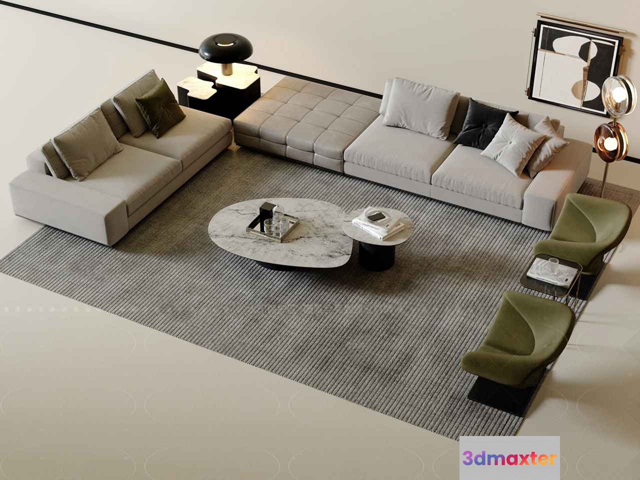 Modern Living Room 3D Model - 18598 - CORONA Render - 3DMAXTER