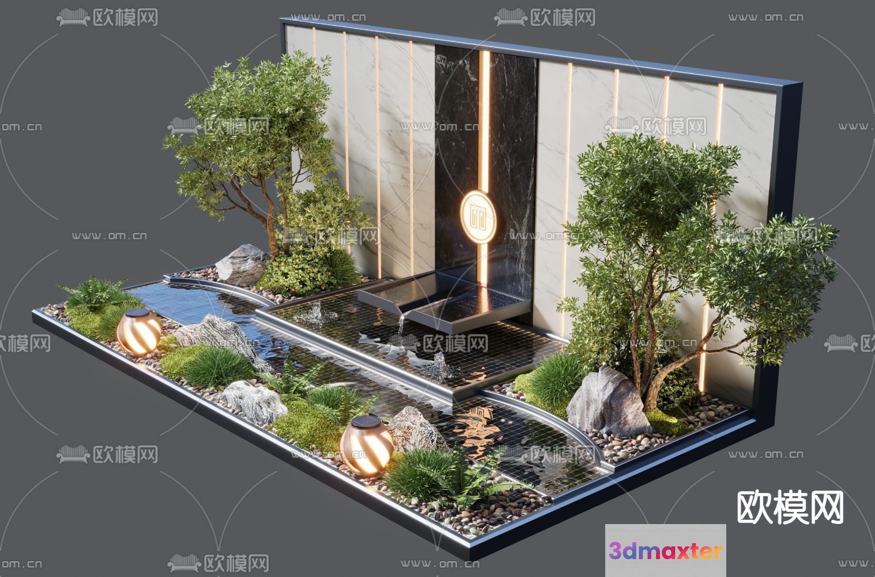 New Chinese style water feature wall landscape plants water feature ...